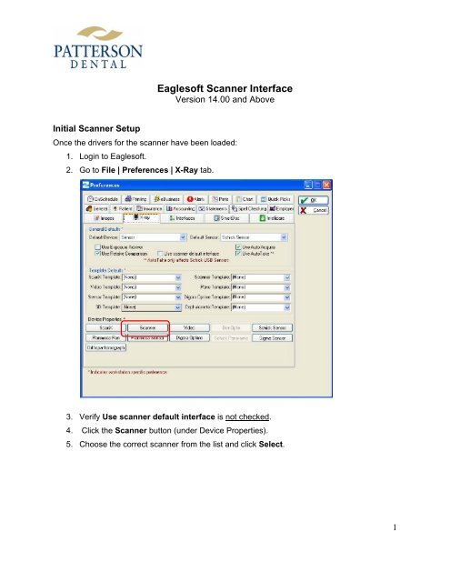 Eaglesoft Scanner Interface - Setup Instructions and Explanation of ...