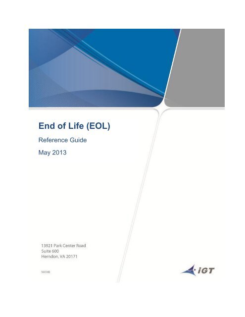 End of Life (EOL) - iDirect Government Technologies