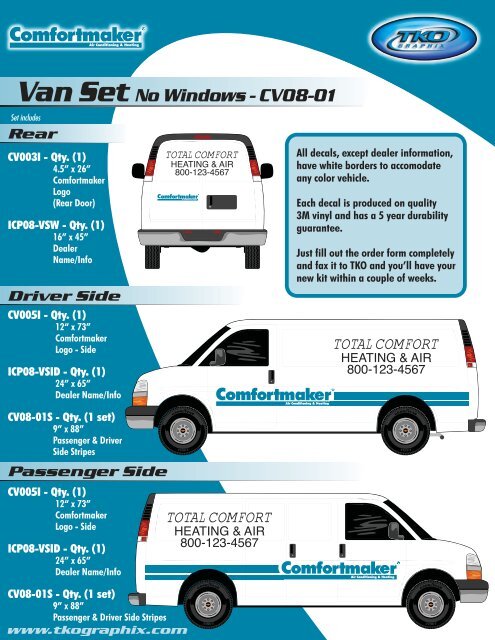 Van Set No Windows - CV08-01 - GoComfortmaker!