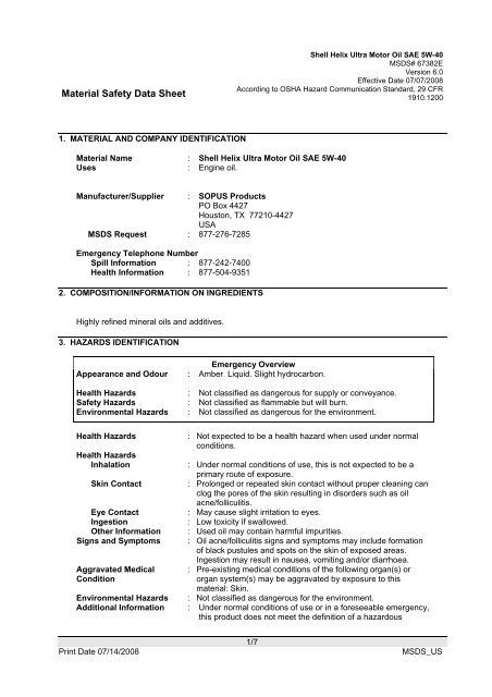 Material Safety Data Sheet - Auto-Rx