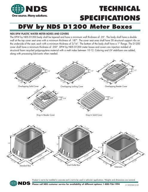 TECHNICAL SPECIFICATIONS DFW by NDS D1200 Meter Boxes