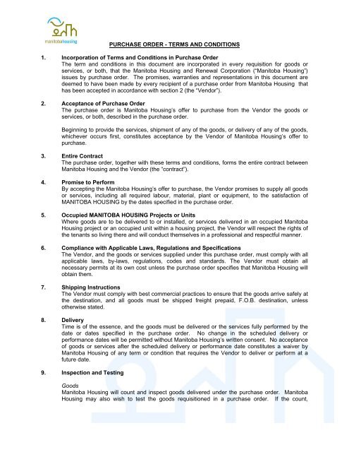 PURCHASE ORDER - TERMS AND CONDITIONS