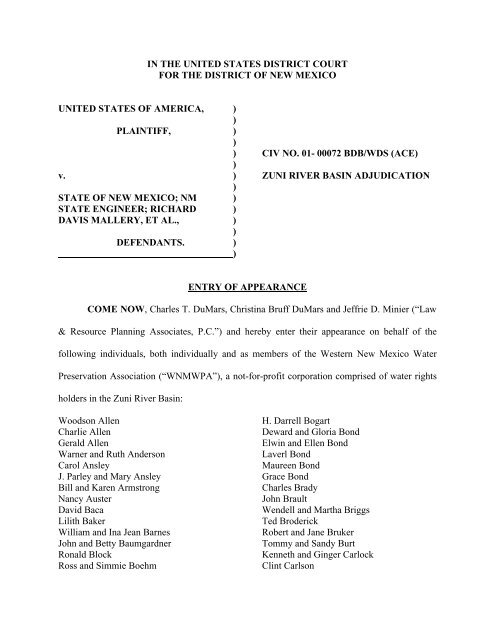 Entry of Appearance - Zunibasin.com