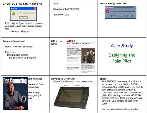 Case Study Designing the Palm Pilot