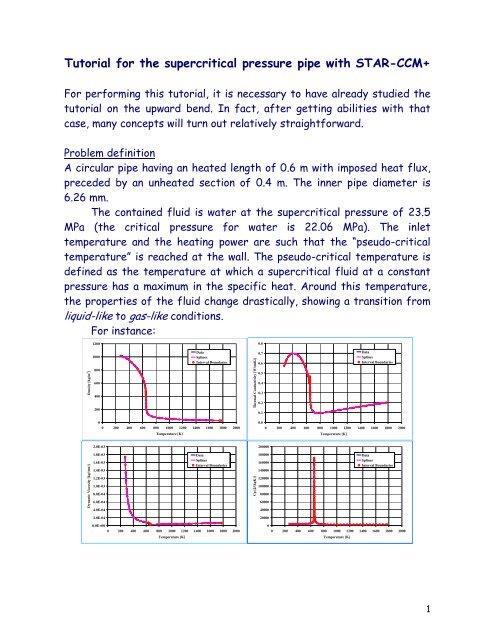 Tutorial for the supercritical pressure pipe with STAR-CCM+