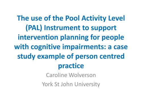 The use of the Pool Activity Level (PAL ... - Pacific University