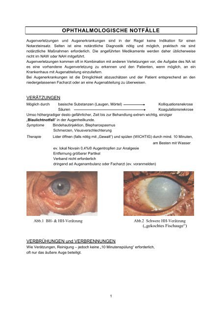 DER OPHTHALMOLOGISCHE NOTFALL