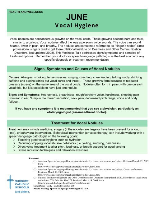 June: Vocal Hygiene
