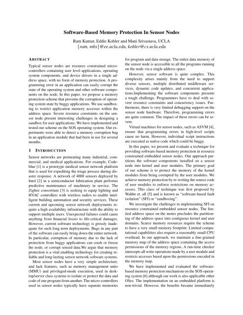 Software-Based Memory Protection In Sensor Nodes - Stanford ...