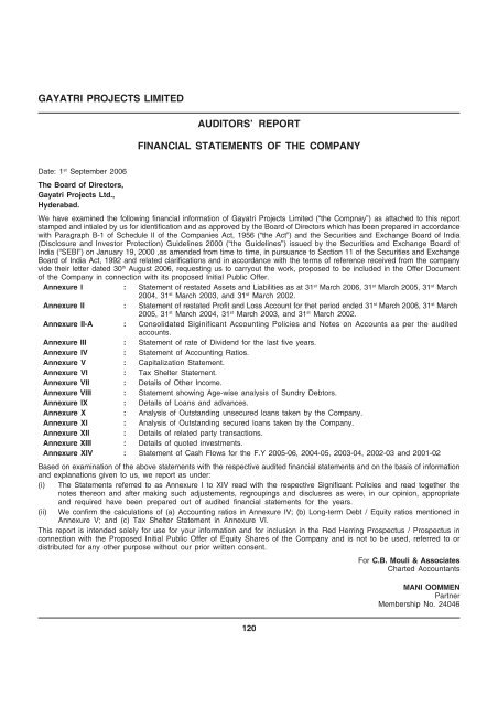 GAYATRI PROJECTS LIMITEDA
