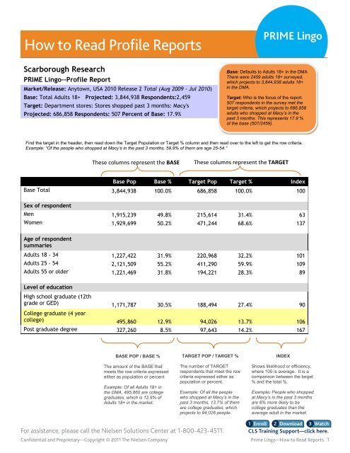 How to Read Profile Reports - Nielsen