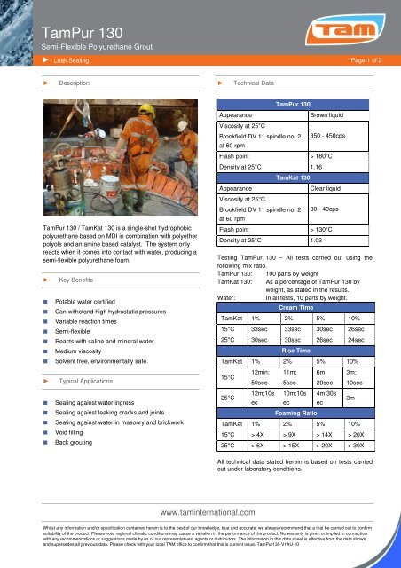 TamPur 130 technical Data Sheet - Swart & Sons