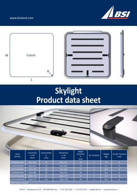Skylight Product data sheet - BSI