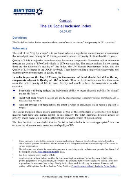 The EU Social Inclusion Index