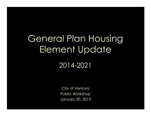 General Plan Housing Element Update - City Of Ventura
