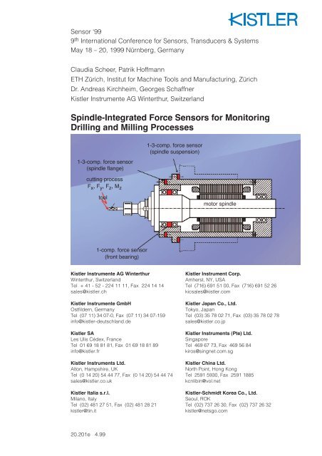 Spindle-Integrated Force Sensors - Kistler