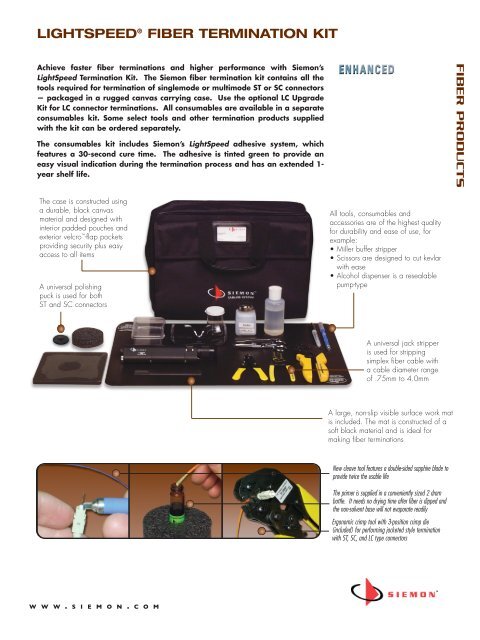 LIGHTSPEED® FIBER TERMINATION KIT - Siemon