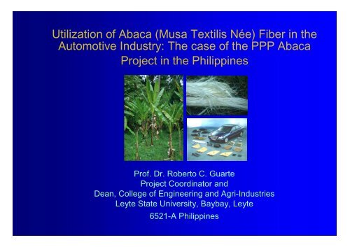 Utilization of Abaca (Musa Textilis NÃƒÂ©e) Fiber in the Automotive ...