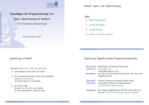 Grundlagen der Programmierung 3 A [1.5ex] Typen, Typberechnung ...