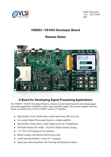 Release notes, includes instructions for VSIDE - VLSI Solution