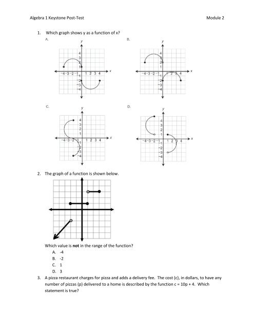 Alg 1 Keystone Module 2 Post-Test