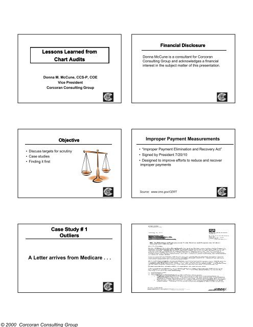 Lessons Learned from Chart Audits Case Study # 1 Outliers A Letter ...