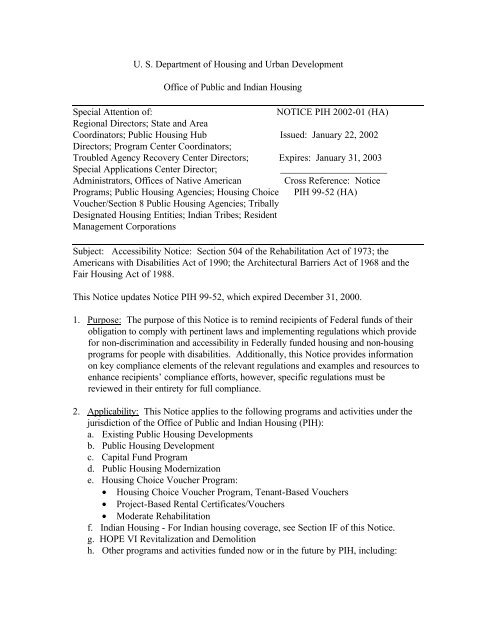PIH Notice 2002-01(HA) - HUD
