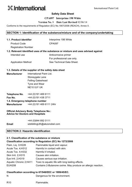 International Paint Ltd. Safety Data Sheet CPA097 Interprime 198 ...