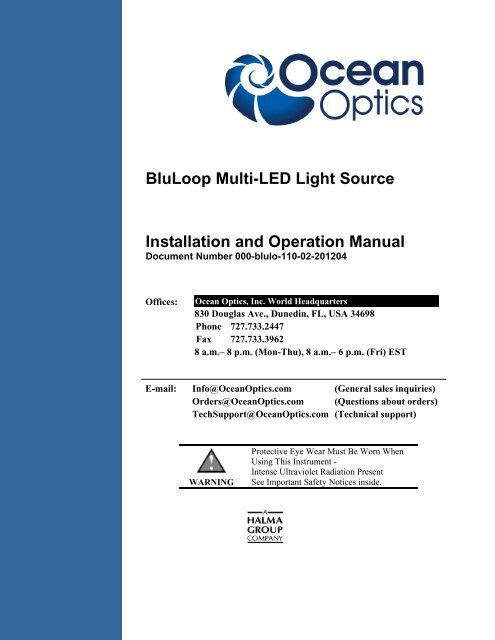 BluLoop Multi-LED Light Source Installation and ... - Ocean Optics