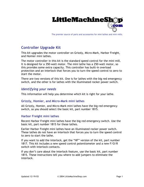 Controller Upgrade Kit - Little Machine Shop