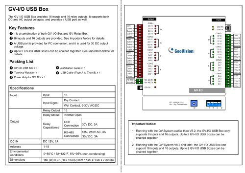 GV-I/O USB Box - GeoVision