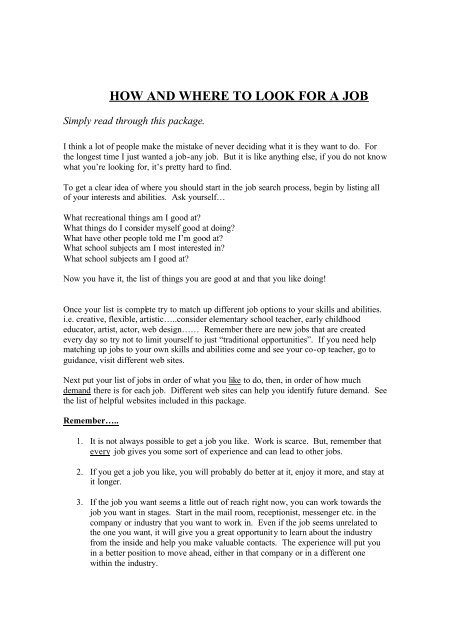 HOW AND WHERE TO LOOK FOR A JOB