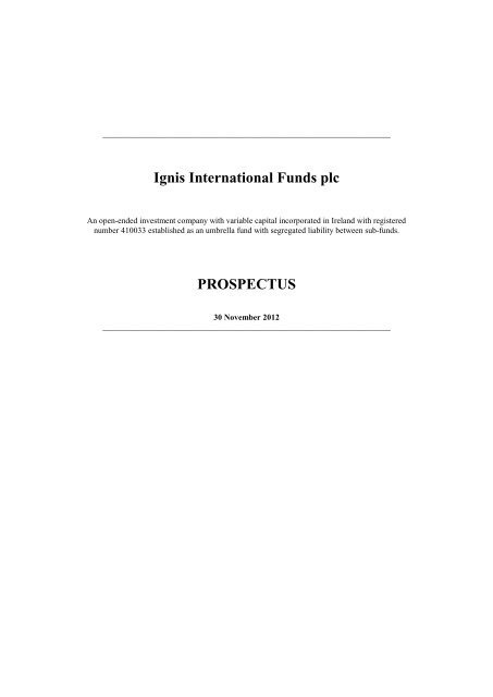 Ignis International Funds plc PROSPECTUS - Ignis Asset Management