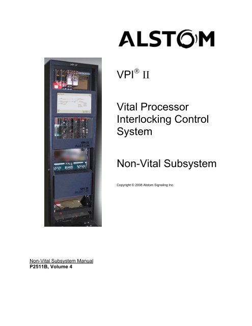 VPI II Vital Processor Interlocking Control System Non-Vital Subsystem