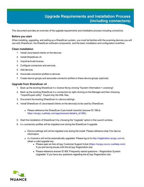 Upgrade Requirements and Installation Process - Nuance