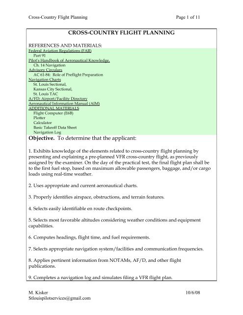 Cross-Country Flight Planning (outline) - St. Louis Pilot Services