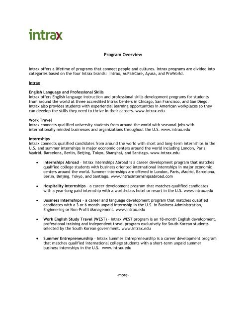 Program Overview - Intrax