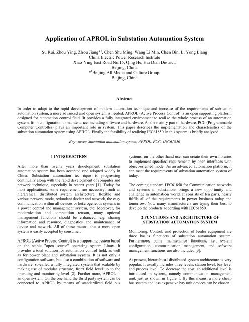 Application of APROL in Substation Automation System