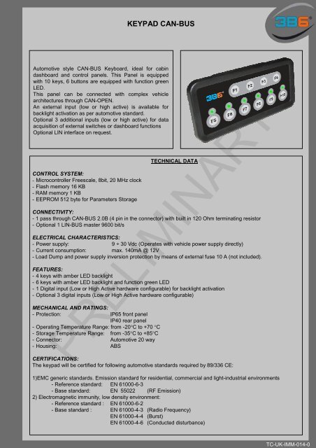 KEYPAD CAN-BUS - 3b6.it
