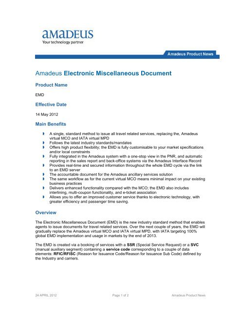 Amadeus Electronic Miscellaneous Document