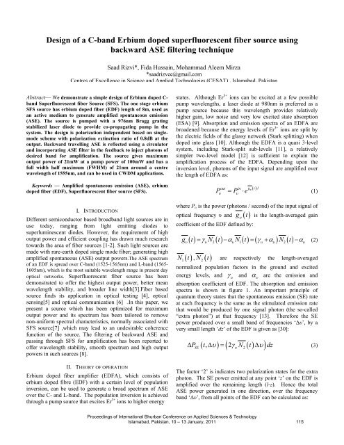 Design of a C-band Erbium doped superfluorescent fiber ... - Ibcast