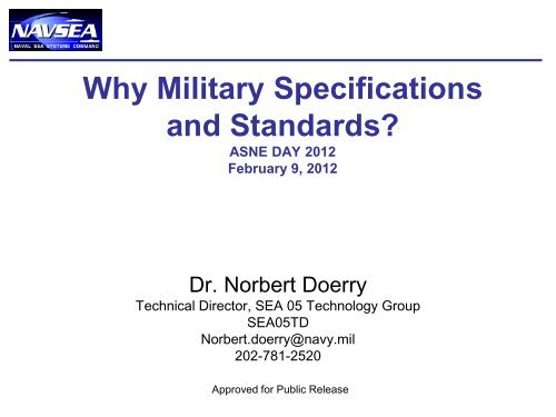 Why Military Specifications and Standards? - ASNE