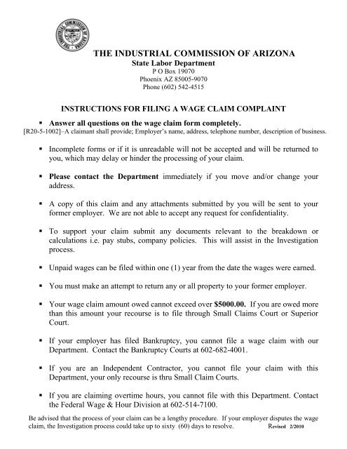 THE INDUSTRIAL COMMISSION OF ARIZONA