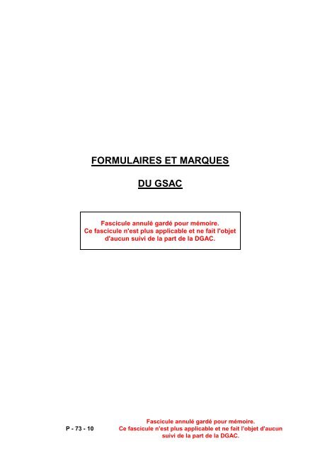 formulaires et marques du gsac - Consignes de NavigabilitÃ©