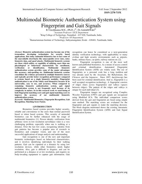 Multimodal Biometric Authentication System using Fingerprint and ...