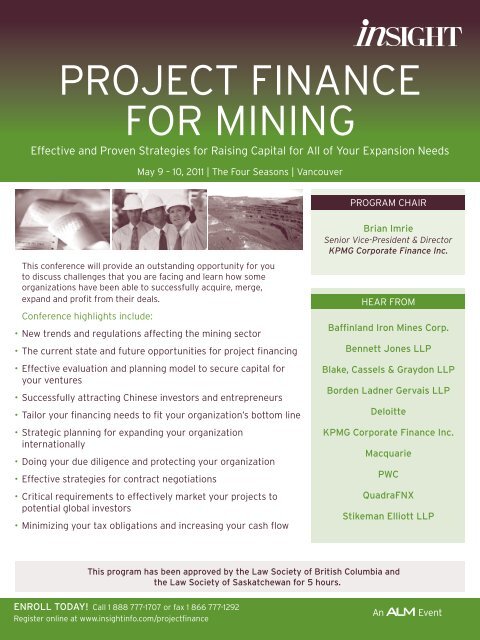 Project Finance for Mining Conference Brochure PDF - Bennett Jones