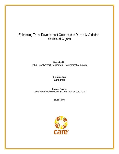 Enhancing Tribal Development Outcomes in Dahod & Vadodara ...