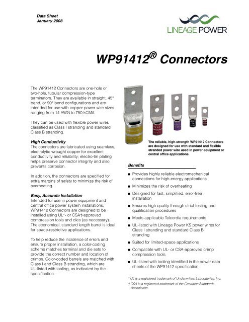 WP91412 Connectors - Lineage Power
