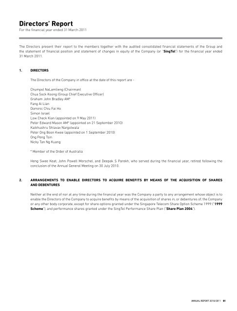 Directors' Report - SingTel