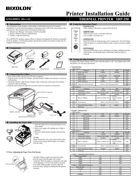 Printer Installation Guide - BIXOLON